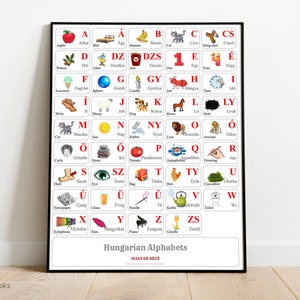 HUNGARIAN ALPHABET CHART Print Hungarian Alphabet Poster With | Etsy