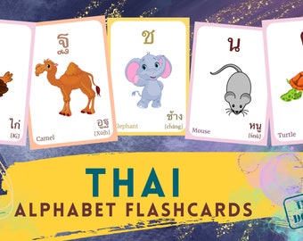 THAI Alphabet FLASHCARD With Picture, Learning THAI, Thai Letter ...