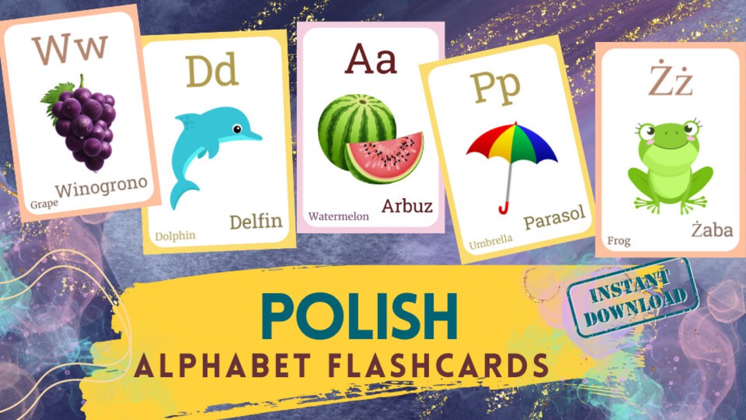 POLISH Alphabet FLASHCARD With Picture, Learning Polish, Polish Letter ...