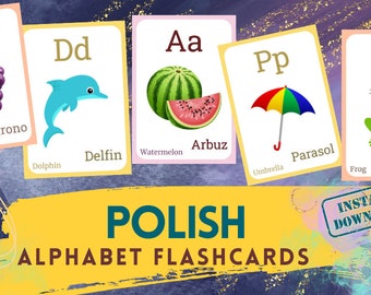POLISH Alphabet FLASHCARD With Picture, Learning Polish, Polish Letter ...