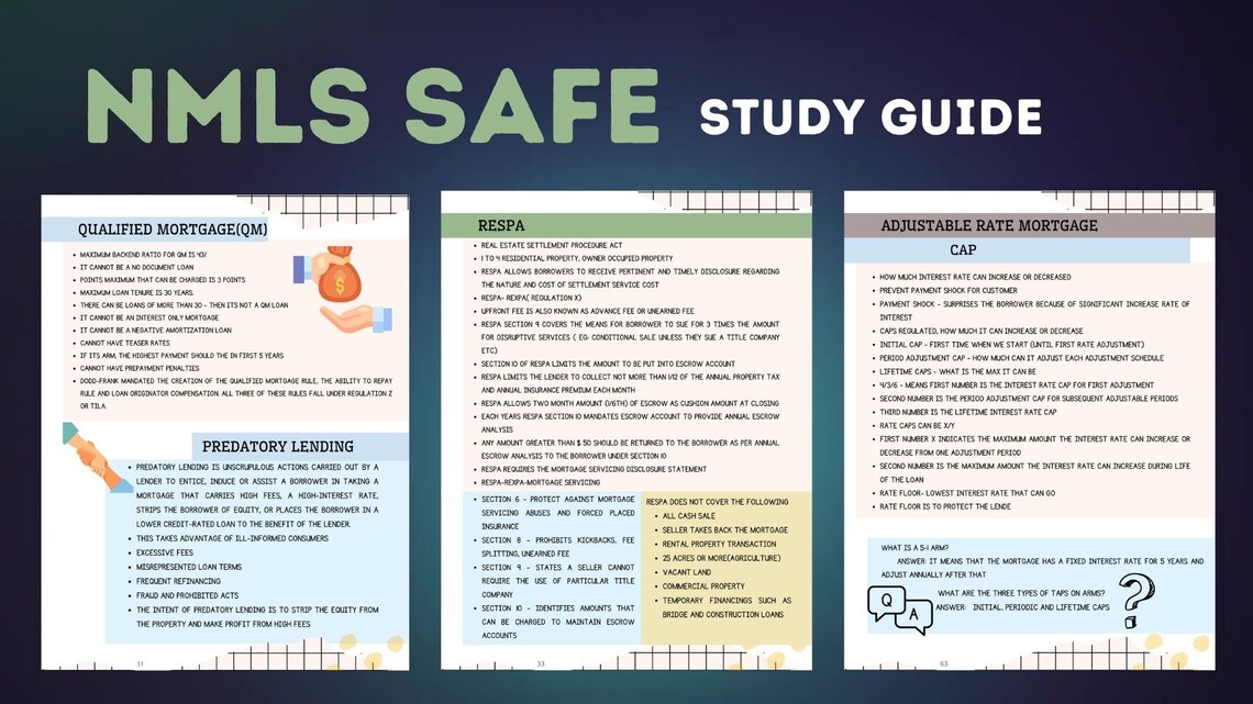 NMLS SAFE Mortgage Loan Officer Exam Study Guide MLO, Loan Officer ...