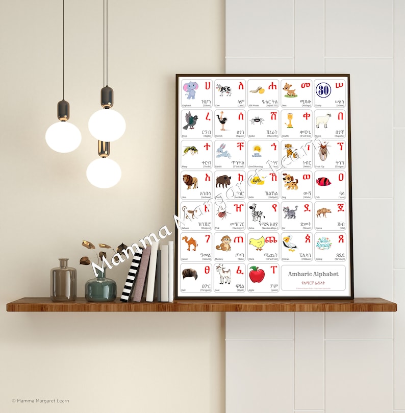AMHARIC Alphabet CHART With Words and English Translations Printable ...