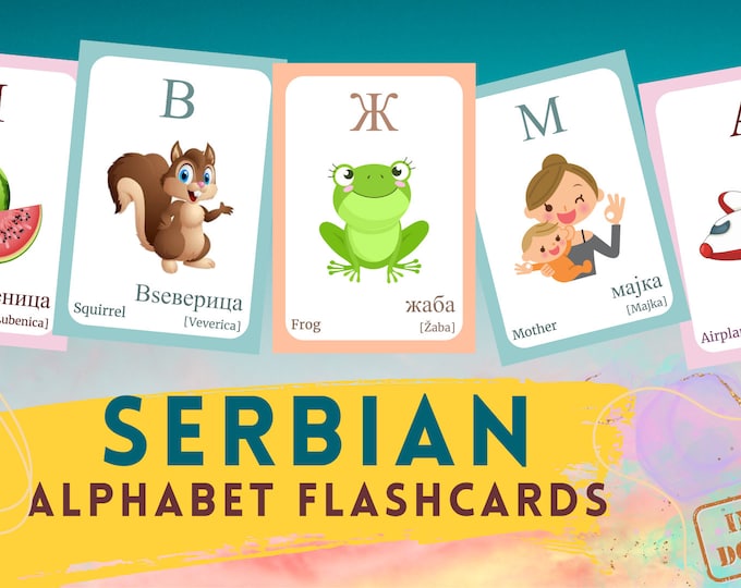 Serbian Alphabet Flashcards With Pictures, Language Learning (digital ...