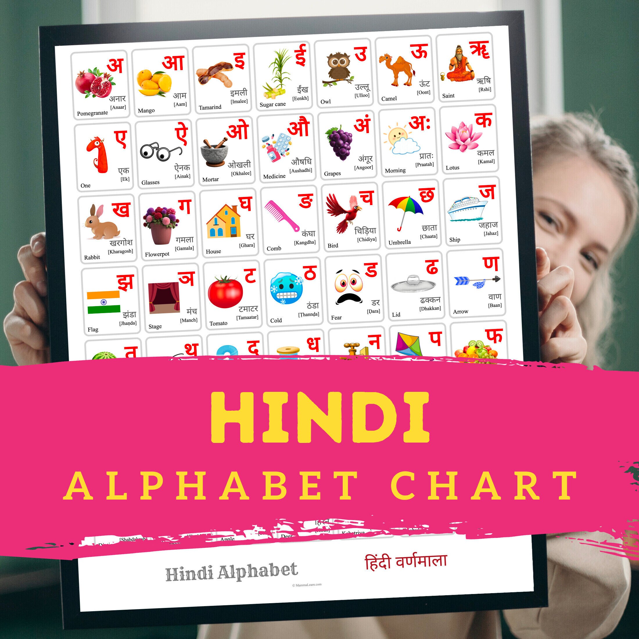 HINDI Alphabet POSTER Print With Words and English - Etsy