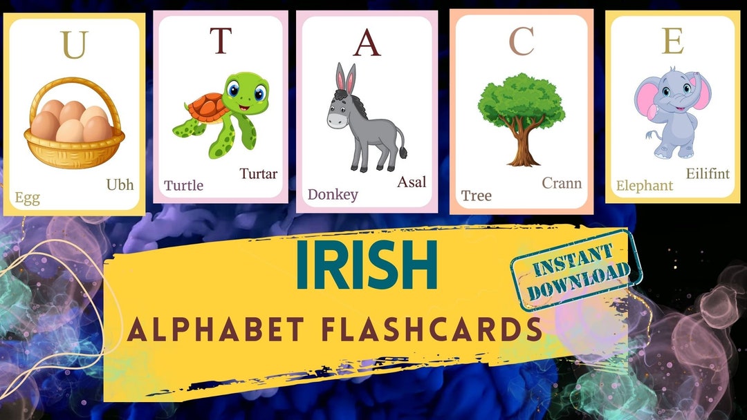 IRISH Alphabet FLASHCARD With Picture Learning Irish Irish - Etsy