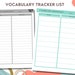 VOCABULARY WORKSHEET and Tracker List Printable, Perfect Language ...