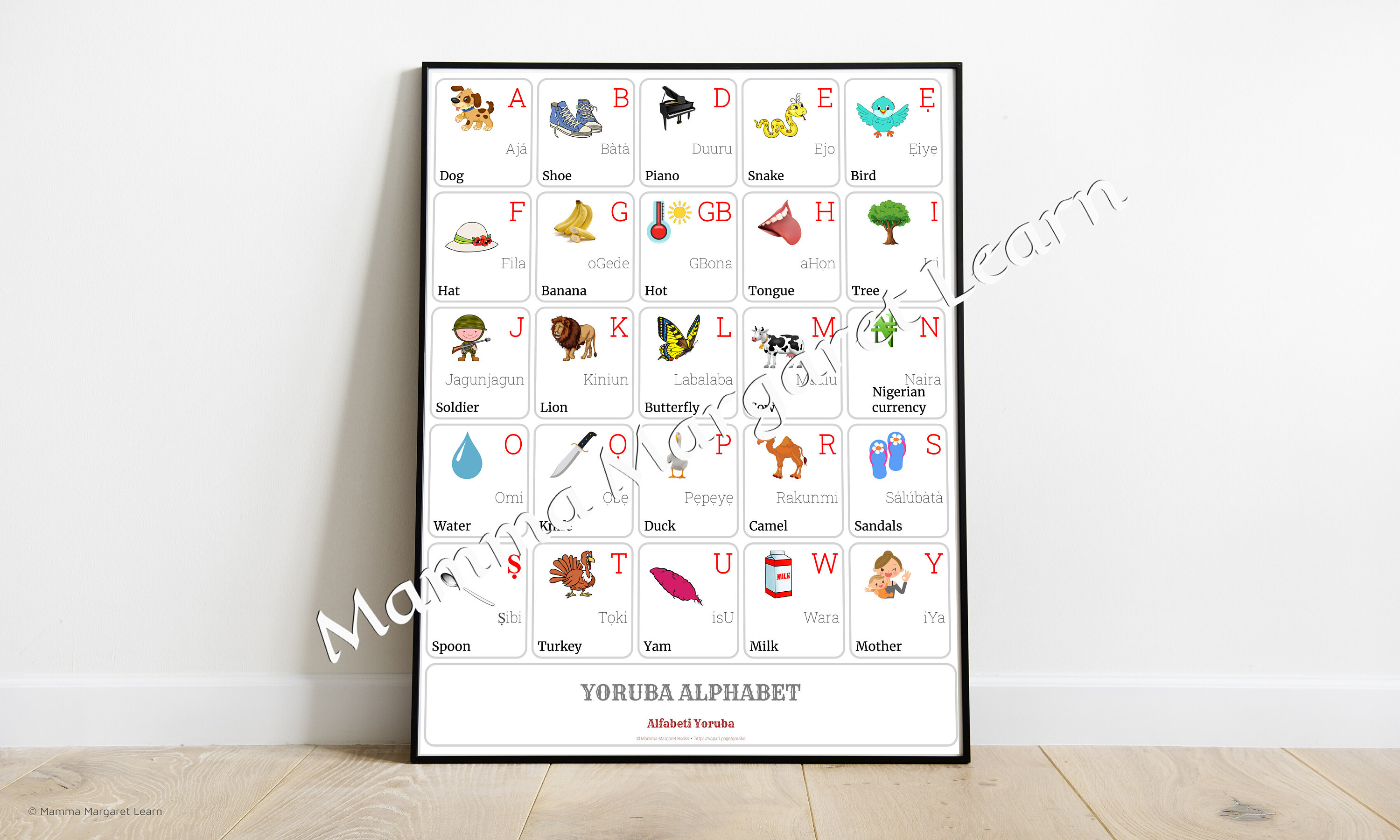 YORUBA Alphabet CHART With Words and English Translations Printable Art ...