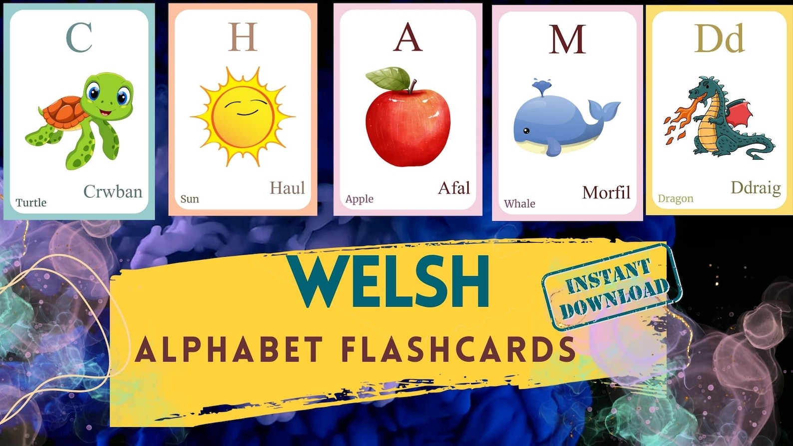 WELSH Alphabet FLASHCARD With Picture Learning WELSH Welsh - Etsy