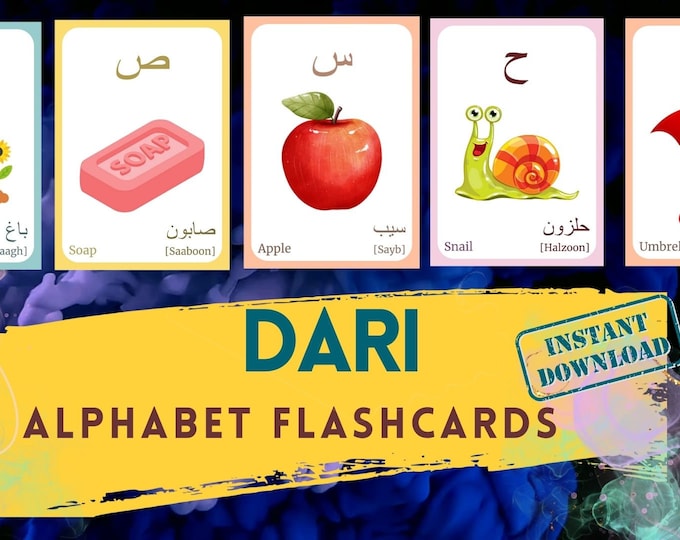 DARI Alphabet FLASHCARD With Picture, Learning Dari, Dari Letter ...