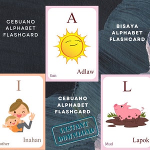 BISAYA (CEBUANO) Alphabet FLASHCARD With Picture, Learning Bisaya ...
