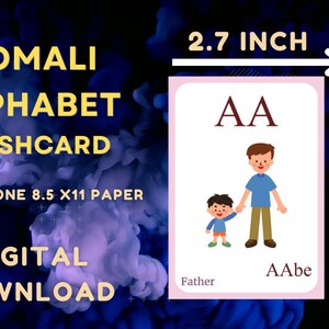 SOMALI Alphabet FLASHCARD With Picture, Learning SOMALI, Somali Letter ...