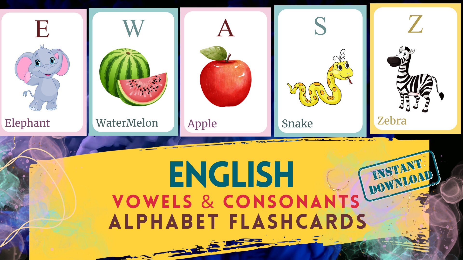 English Alphabet FLASHCARD With Picture, Learning English, English ...