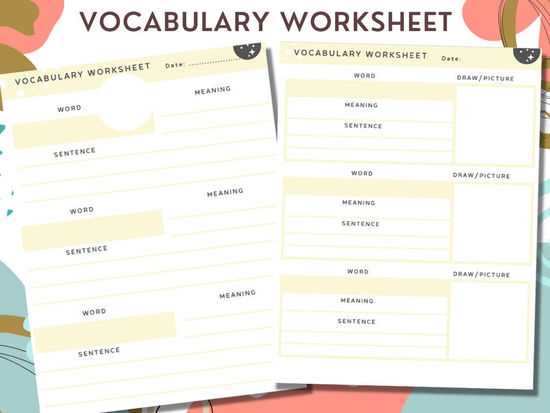 VOCABULARY WORKSHEET and Tracker List Printable, Perfect Language ...