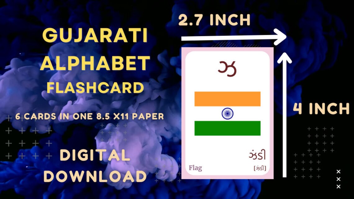 GUJARATI Alphabet FLASHCARD (consonants) With Picture, Learning ...