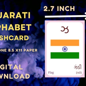 Gujarati Alphabet Flashcards With Pictures, Language Learning (digital ...