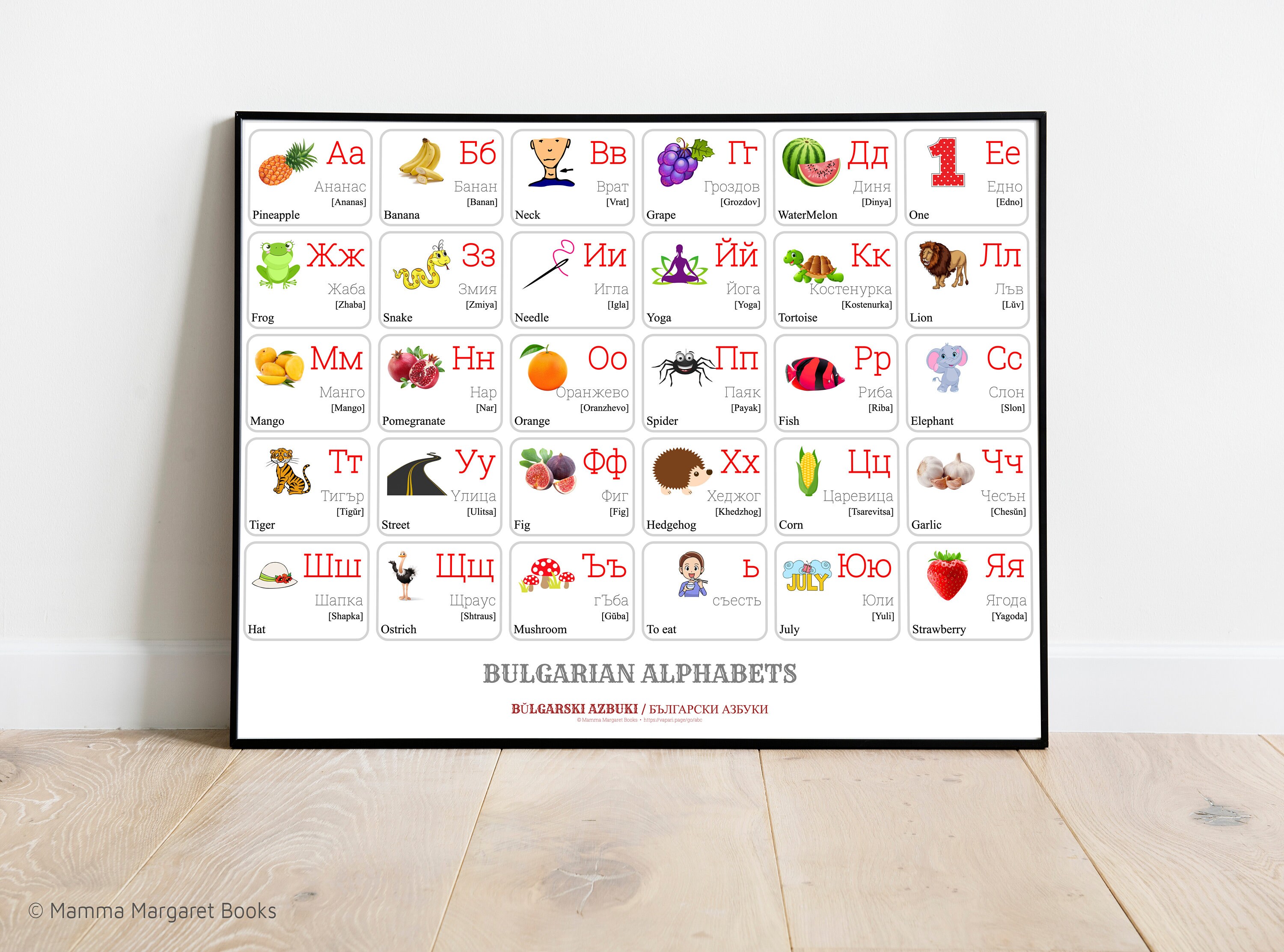BULGARIAN Alphabet CHART With Words and English Translations - Etsy UK