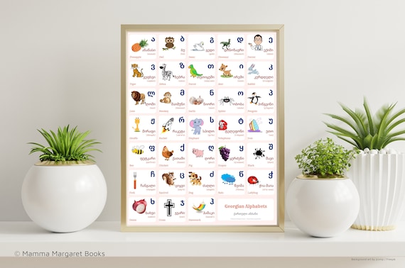 GEORGIAN Alphabet CHART With Words and English Translations - Etsy ...