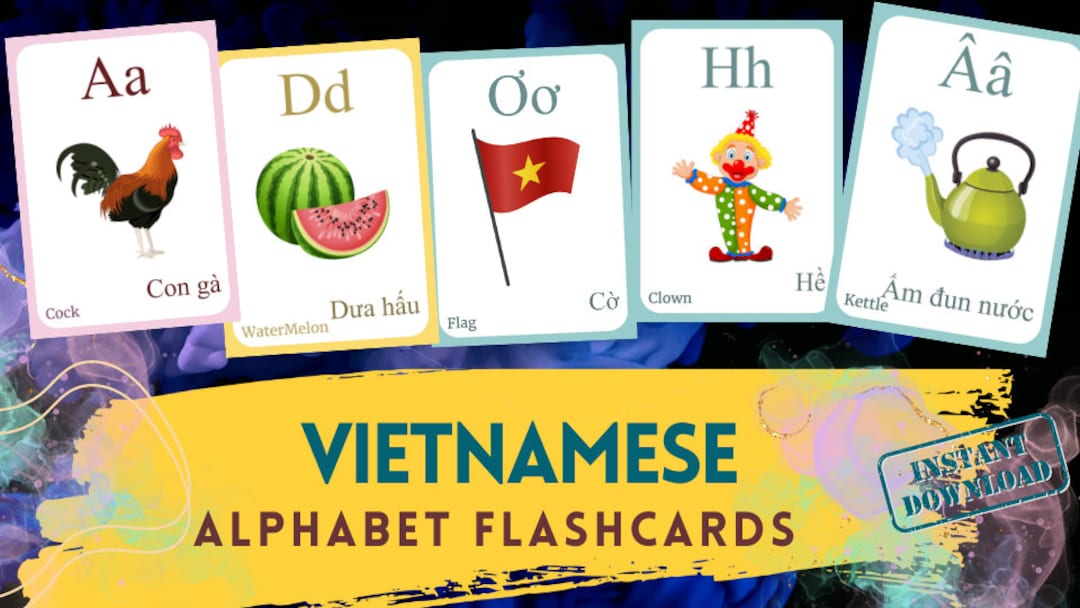 VIETNAMESE Alphabet FLASHCARD With Picture, Learning VIETNAMESE ...