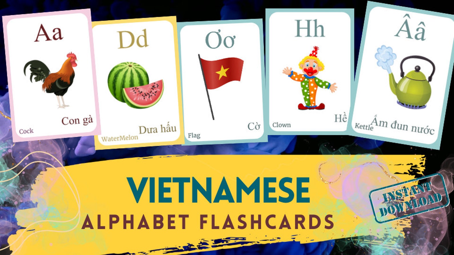 VIETNAMESE Alphabet FLASHCARD With Picture Learning - Etsy Canada