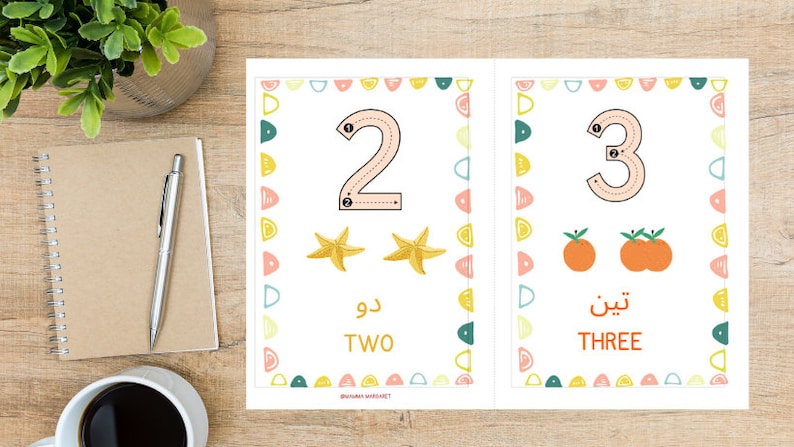 URDU Number Flashcard With Counts, Urdu and English Translation ...