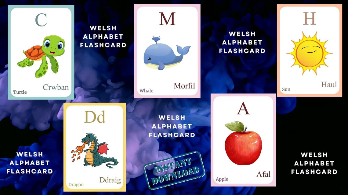 WELSH Alphabet FLASHCARD With Picture Learning WELSH Welsh - Etsy