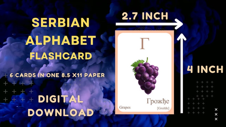 Serbian Alphabet Flashcards With Pictures, Language Learning (digital ...