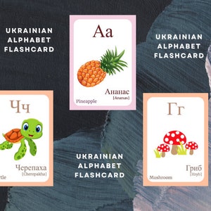 Ukrainian Alphabet FLASHCARD With Picture, Learning Ukrainian ...