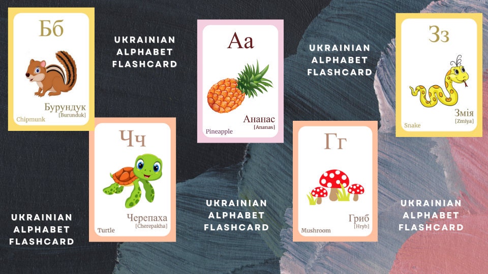 Ukrainian Alphabet FLASHCARD With Picture Learning Ukrainian - Etsy