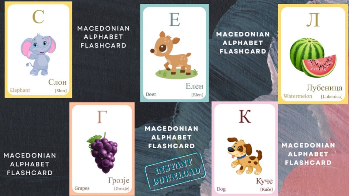 MACEDONIAN Alphabet FLASHCARD With Picture Learning - Etsy