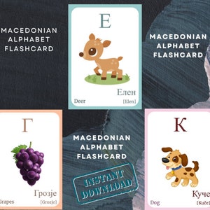 MACEDONIAN Alphabet FLASHCARD With Picture, Learning Macedonian ...