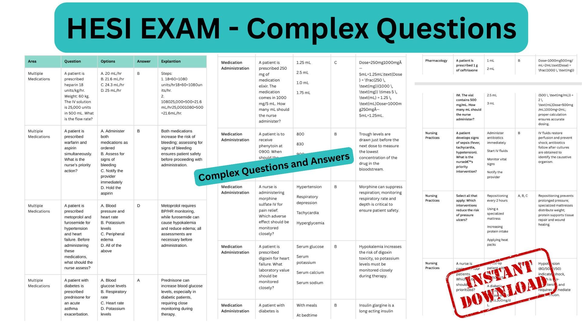 HESI EXAM - Study Notes, Formulas, 100 Vocabulary Words, 100+ Q&A With ...