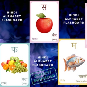 Hindi Alphabet FLASHCARD Both Vowels and Consonants, Learning Hindi ...