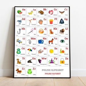 POLISH Alphabet CHART With Words and English Translations Printable Art ...