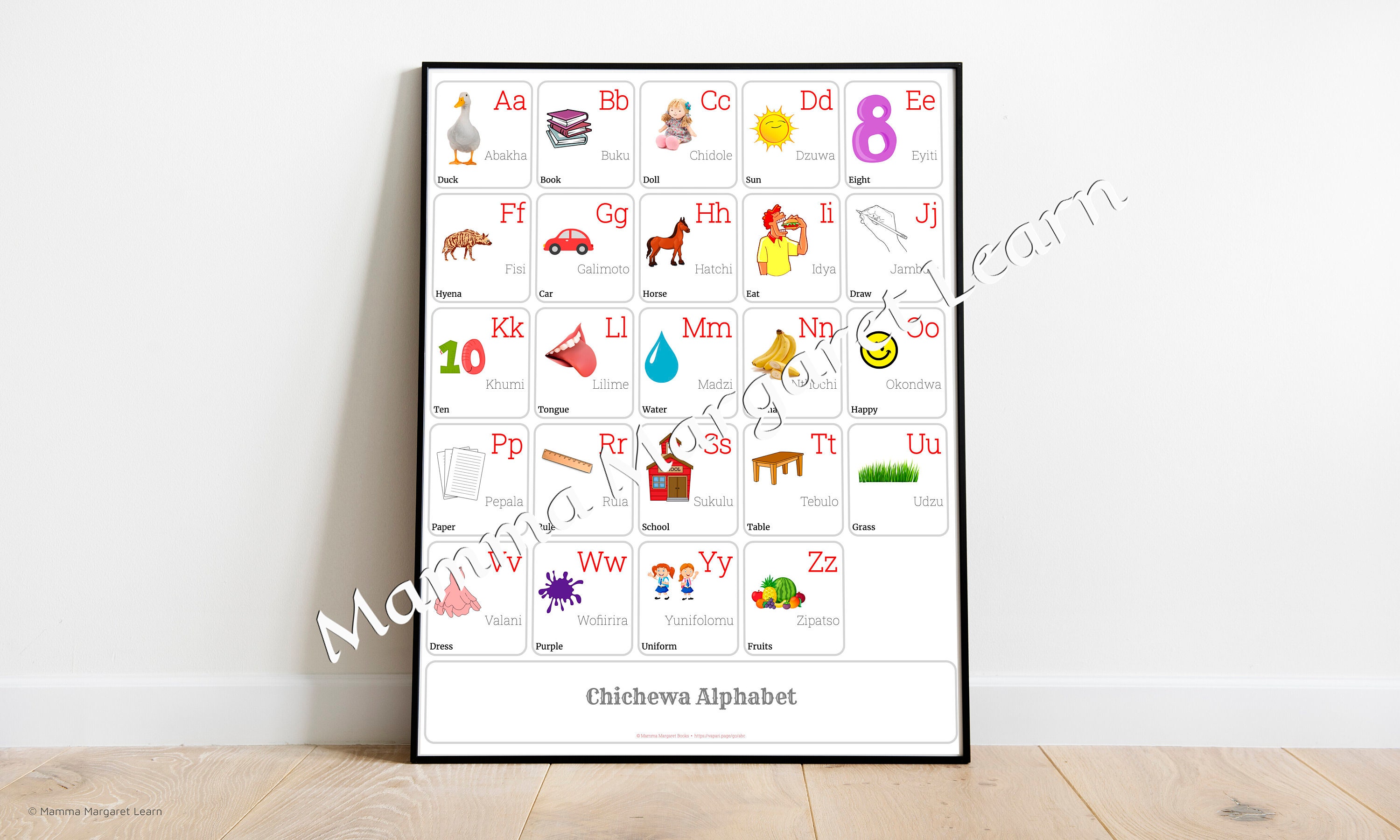 CHICHEWA Alphabet CHART With Words and English Translations Printable ...