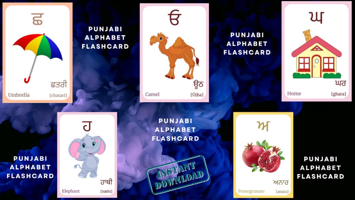 PUNJABI Alphabet FLASHCARD With Picture, Learning PUNJABI, Punjabi ...
