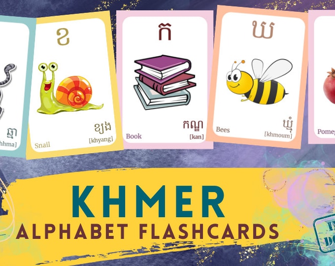 Khmer Alphabet Flashcards With Pictures (digital Download) - Etsy