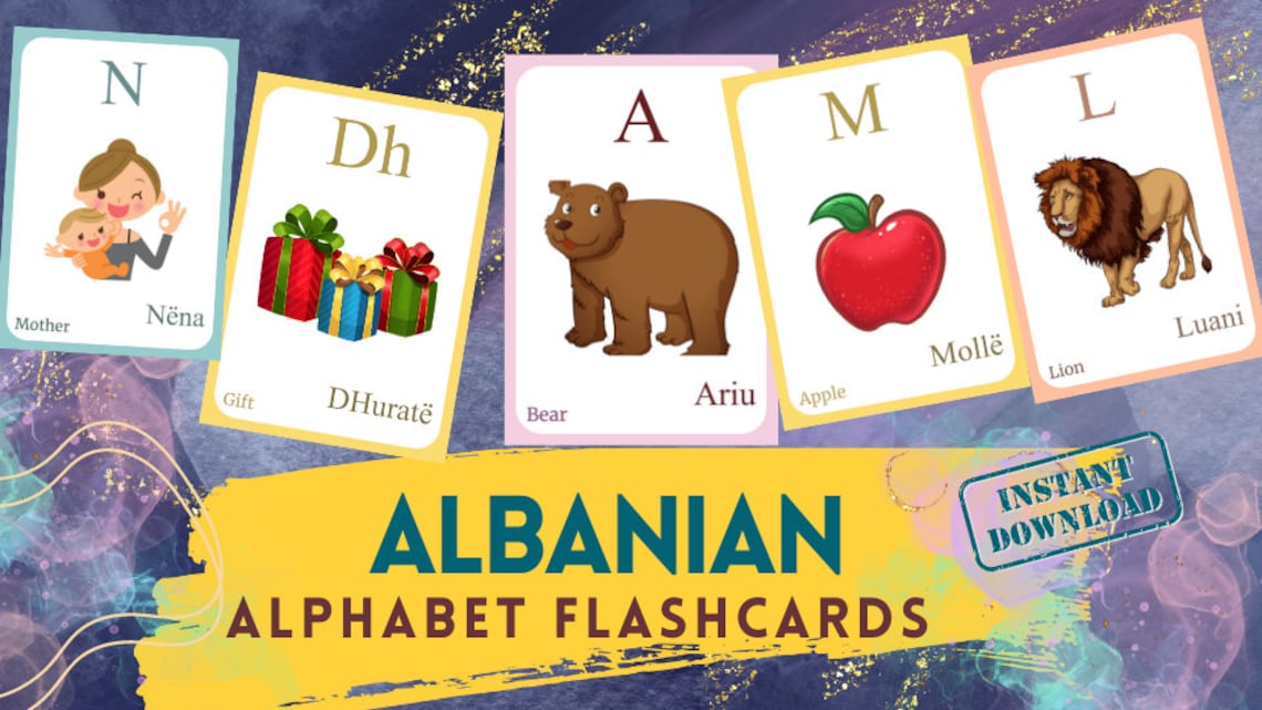 ALBANIAN Alphabet FLASHCARD With Picture, Learning ALBANIAN, Albanian ...