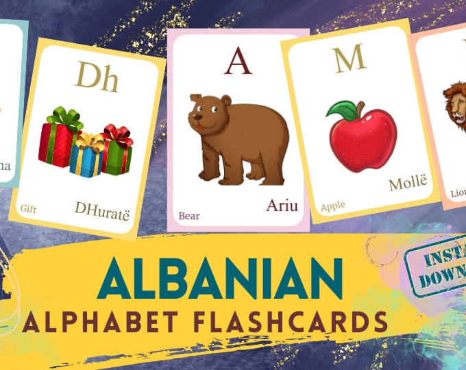 ALBANIAN Alphabet FLASHCARD With Picture, Learning ALBANIAN, Albanian ...