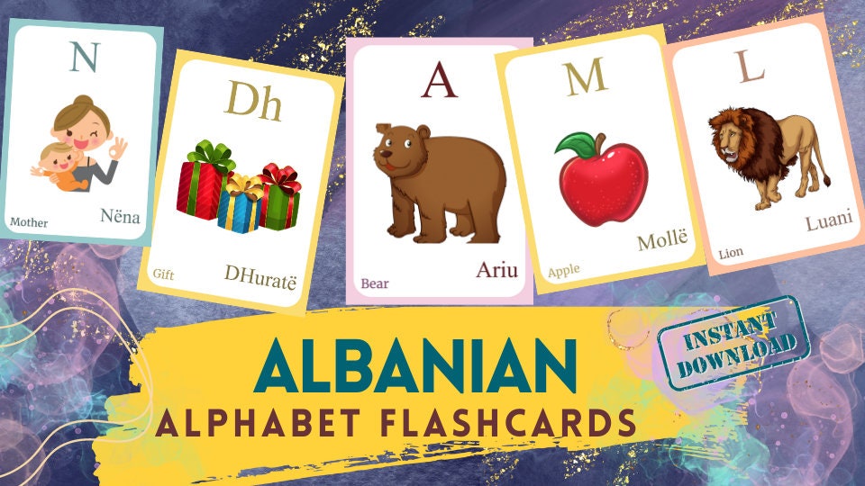 ALBANIAN Alphabet FLASHCARD With Picture, Learning ALBANIAN, Albanian ...