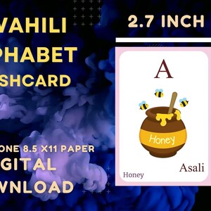SWAHILI Alphabet FLASHCARD With Picture, Learning Swahili, Swahili ...