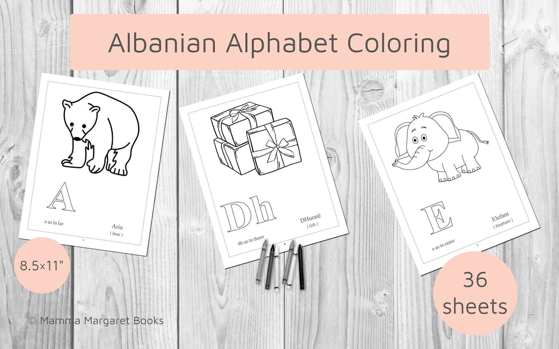 Albanian Alphabet Coloring Pages 36 Pages, Printable Albanian Alphabet ...