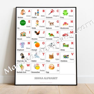 SHONA Alphabet CHART With Words and English Translations - Etsy Canada