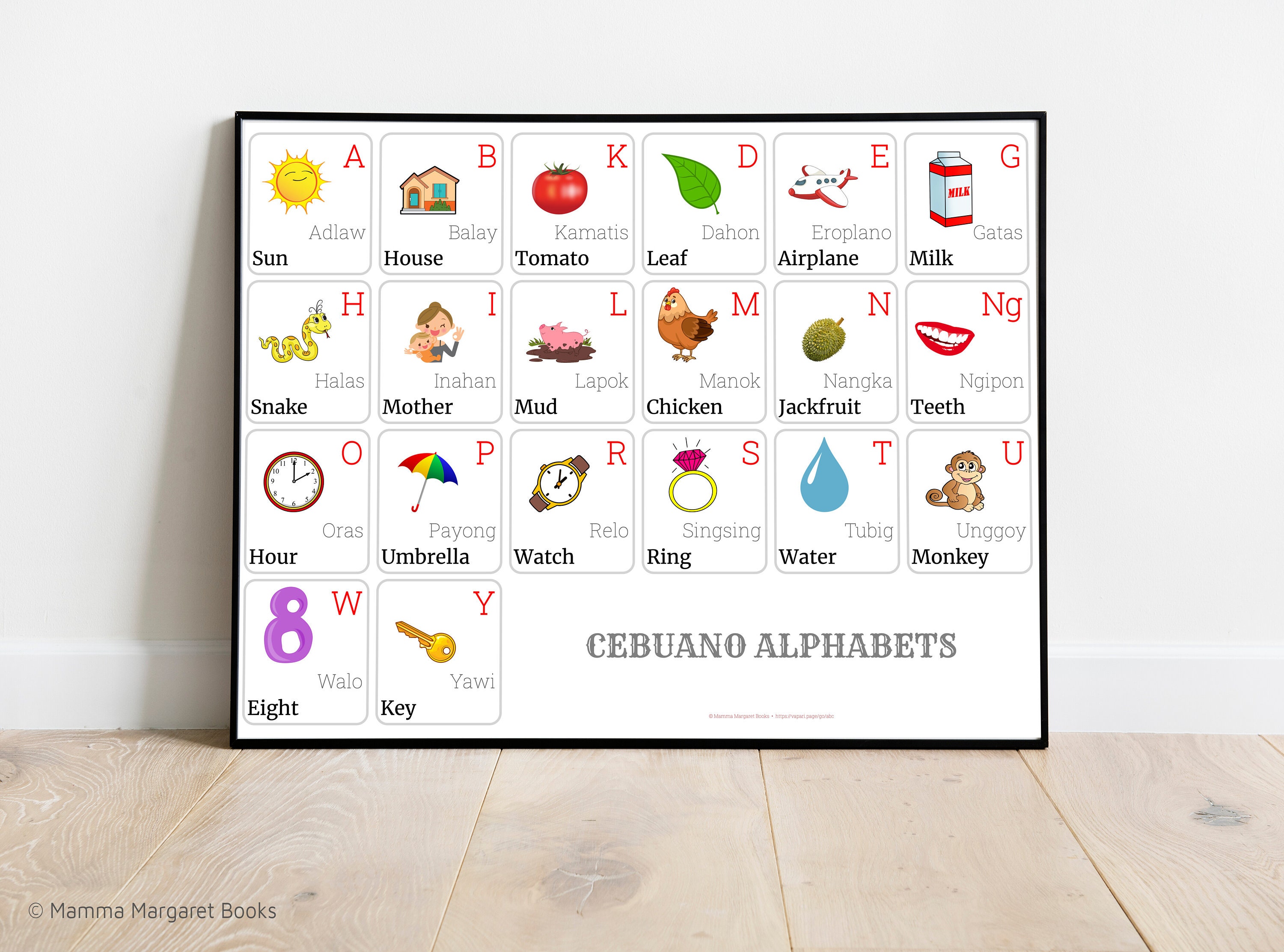 BISAYA (CEBUANO) Alphabet CHART With Words and English Translations ...