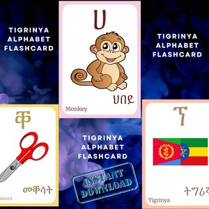 Tigrinya Alphabet FLASHCARD With Picture, Learning Tigrinya, Tigrinya ...