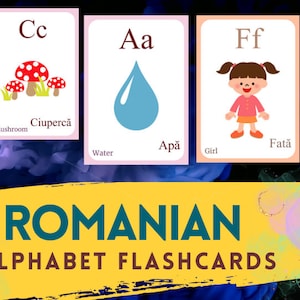 ROMANIAN Alphabet FLASHCARD With Picture, Learning ROMANIAN, Romanian ...