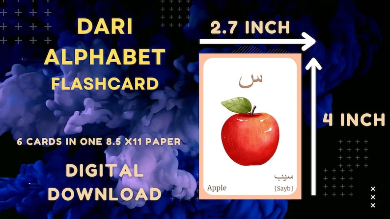 DARI Alphabet FLASHCARD With Picture, Learning Dari, Dari Letter ...