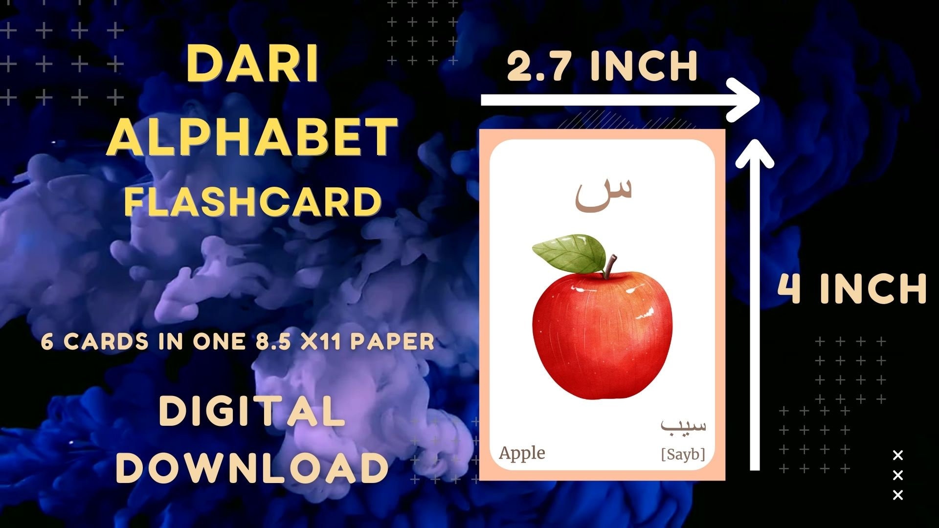 DARI Alphabet FLASHCARD With Picture, Learning Dari, Dari Letter ...