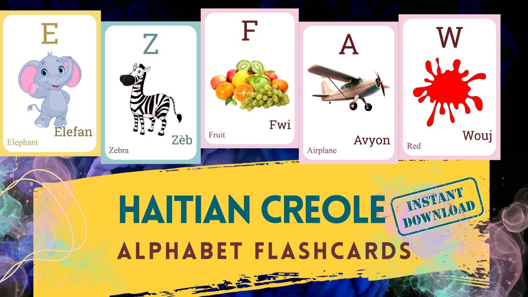 Haitian Creole Alphabet FLASHCARD With Picture, Learning Haitian Creole ...