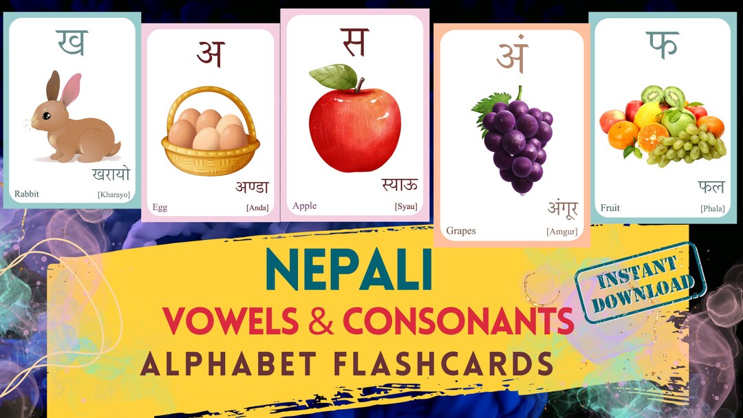 Nepali Alphabet Flashcards – Vowels and Consonants (digital Download ...