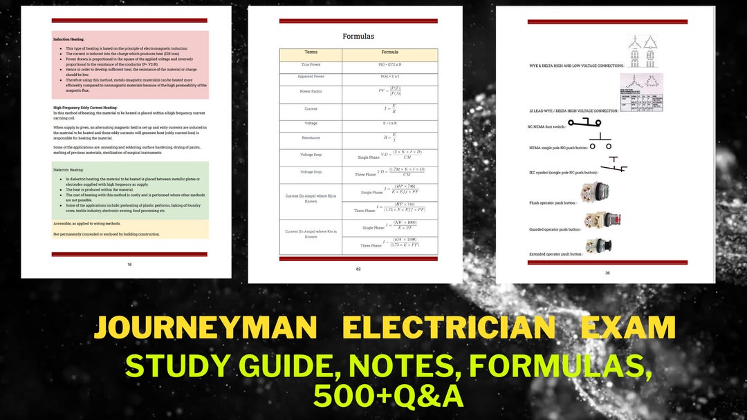JOURNEYMAN Electrician Exam Study Guide, Notes, Formulas and ...